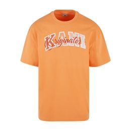 T-Shirt Karl Kani "Karl Kani Herren KM242-001-3 Karl Kani Serif Originator Tee", Damen, Gr. M, apricot, 100% Baumwolle, bedruckt, loose fit, Rundhals, Shirts T-Shirt