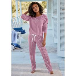 Vivance Dreams Damen Pyjama 2 tlg. mit Frontdruck rot 32/34