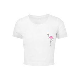Merchcode T-Shirt &raquo;Damen Ladies Flamingo Cropped Tee&laquo; 1 Stk. tlg. white XL XL Modische gek&uuml;rzte T-Shirts f&uuml;r trendige Looks