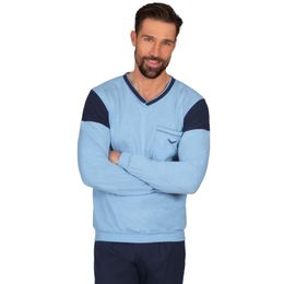 TRIGEMA Schlafanzug &raquo;Modisches Schlafanzugoberteil mit Brusttasche&laquo; 1 tlg. iceblue-melange XL XL DELUXE-Single-Jersey