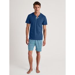 Calida Shorty &raquo;Relax Imprint 1&laquo; 2 tlg. Relaxter Schnitt pottery blue L (52/54) L (52/54) Herren Kurz-Pyjama