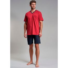 G&ouml;tzburg G&Ouml;TZBURG Shorty &raquo;Manhattan&laquo; 2 tlg. Kurzarm, V-Ausschnitt, kurze Hose, Baumwolle, weich chili pepper 50M 50M Kurzer Herren Pyjama von G&ouml;tzburg
