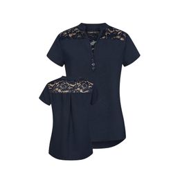 CLOUD 5IVE Klassische Bluse »Musselin Shirt V-Neck mit Deko Knopfleiste und Spitze« navy XXL XXL Vielseitige Kombinationsmöglichkeiten