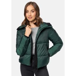 Steppjacke Navahoo "Sternschn&uuml;ppchen", Damen, Gr. L (40), gr&uuml;n (moosgr&uuml;n), Obermaterial: 55% Nylon, 45% Polyester; Futter: 100% Polyester; Wattierung: 100% Polyester; &Auml;rmelfutter: 100% Polyester, weit h&uuml;ftlang, hoch geschlossener Ausschnitt, &Auml;rmel ohne &Auml;rmelschlitz Rippstrickb&uuml;ndchen, Jacken Steppjacke, Gesteppte Damen Winterjacke in Chrom-Optik