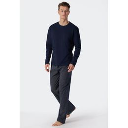 Schiesser Pyjama &raquo;Ebony&laquo; 2 tlg. mit rundem Halsausschnitt 800-blau 110 110 Herren Schlafanzug von Schiesser