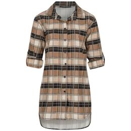 CLOUD 5IVE Klassische Bluse &raquo;Turn Up 3/4 Arm Bluse kariert small&laquo; camel XXL XXL Regular fit und regul&auml;re L&auml;nge f&uuml;r entspannte Silhouette