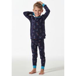Schiesser Schlafanzug »Boys World« 2 tlg. mit Allover-Print dunkelblau 104 104 Jungen-Schlafanzug von Schiesser