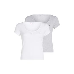 Tommy Jeans T-Shirt &raquo;TJW 2PACK HENLEY SS RIB TEE&laquo; Packung, 2er-Pack, mit Markenlabel White / Silver Grey Htr S (36) S (36) Figurbetonte Passform,...