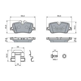 Bosch Bremsbelagsatz, Scheibenbremse hinten rechts links f&uuml;r BMW 34208844393 34206888825 0 986 460 145