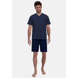 G&ouml;tzburg G&ouml;tzburg Herren G&Ouml;TZBURG Shorty &raquo;Bray&laquo; 2 tlg. Kurzarm, V-Ausschnitt, kurze Hose, Baumwollmix, k&uuml;hlend, b&uuml;gelfrei blau 52L