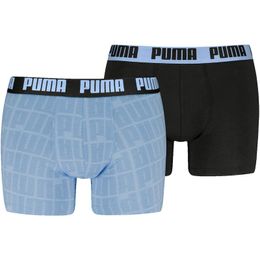 Puma Boxershorts &raquo;MEN LOGO PRINT BOXERS 2P&laquo; 2er Pack, elastischer Logobund, ohne Eingriff Cool Blue / Black L L Herren-Boxer von Puma
