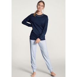 Calida Pyjama &raquo;Sweet Dreams&laquo; 2 tlg. Rippb&uuml;ndchen, Interlock-Qualit&auml;t, Langarm, Rundhals, w&auml;rmend peacoat blue XXS (32/34) XXS (32/34) Damen...