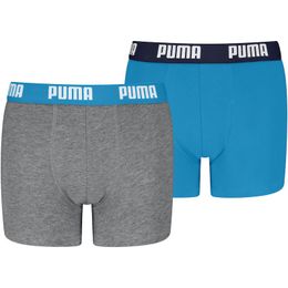 Puma Boxershorts &raquo;BOYS EVERYDAY BASIC BOXERS 2P&laquo; Packung, 2er Pack, Boys, mit Logobund, elastisch grau-meliert, blau 134/140 134/140...