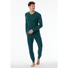 Schiesser Schlafanzug &raquo;Casual Essentials&laquo; 2 tlg. mit bequemen B&uuml;ndchen 811-pertrol 58 58 Herren Schlafanzug von Schiesser