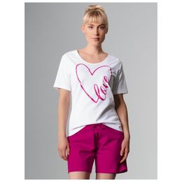 TRIGEMA Schlafanzug &raquo;Kurzer Schlafanzug mit gro&szlig;em Print-Motiv&laquo; 1 tlg. weiss L L DELUXE-Single-Jersey