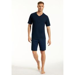 uncover by Schiesser Shorty &raquo;Uncover Nightwear&laquo; 2 tlg. V-Ausschnitt, Kurzarm, Kurze Hose, Reine Baumwolle, weich 804-Blau 54 54 Herren Kurz-Pyjama...