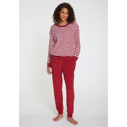 Vivance Dreams Pyjama 2 tlg. aus weichem Frottee rot 32/34 32/34 Schlafanzug aus garngestreiftem Frottee