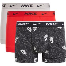 NIKE UNDERWEAR Trunk &raquo;TRUNK 3PK&laquo; Packung, 3er, 3 Stk. mit farbigem NIKE Logo-Elastikbund BLK NK LG PRNT/ COLGE GREY/ UNI RED M (48) - 3 Stk. 3 Stk....