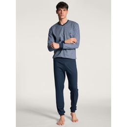 Calida Schlafanzug &raquo;Relax Choice&laquo; 2 tlg. Baumwolle, lang&auml;rmelig, Brusttasche indigo mood XXL (58/60) XXL (58/60) Herren-Pyjama von Calida