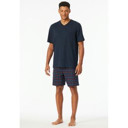 Schiesser Shorty &raquo;Comfort Essentials&laquo; 2 tlg. mit aufgesetzter Brusttasche 815-navy 54 54 Kurzer Schlafanzug f&uuml;r Herren von Schiesser