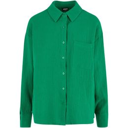 Urban Classics Klassische Bluse &raquo;Ladies Oversized Musselin Blouse&laquo; froggreen M M Elegante Blusen fuer Business und Freizeit