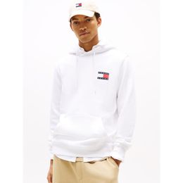 Tommy Jeans Herren Sweatshirt &raquo;TJM REG ESSENTIAL FLAG HOOD EXT&laquo;, mit bedruckten Markenlogo auf Brusth&ouml;he wei&szlig; L