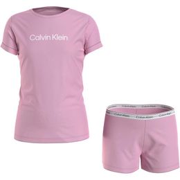 Calvin Klein Underwear Pyjama »KNIT PJ SET (SS+SHORT)« Set, 2 tlg. Kinder bis 16 Jahren Tearosemauve/W/Tearosemauve 128/134 128/134 Pyjama von...