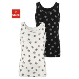 Vivance Kinder Unterhemd Packung, 2 Stk. mit Sternendruck, Tanktop schwarz 122/128, 2 Stk., N-Gr