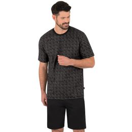TRIGEMA Schlafanzug &raquo;Kurzer Schlafanzug mit Allover-QR-Code-Print&laquo; 1 tlg. anthrazit S S DELUXE-Single-Jersey