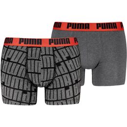 Puma Boxershorts »MEN LOGO PRINT BOXERS 2P« 2er Pack, elastischer Logobund, ohne Eingriff Black / Fierce Red XXL XXL Herren-Boxer von Puma