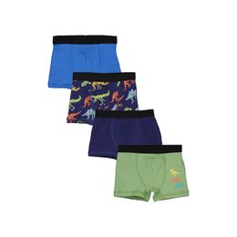 Blue Seven Boxer Packung, 4 Stk. mit kontrastfarbenem Gummibund KHAKI-BLAU-AOP-HL.BLAU 116 - 4 Stk. 4 Stk. 116 4-er Pack Boxer von Blue Seven
