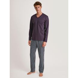 Calida Schlafanzug &raquo;Relax Streamline 1&laquo; 2 tlg. mit praktischem V-Ausschnitt plum L (52/54) L (52/54) Langarm Herren-Pyjama von Calida