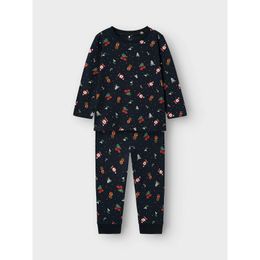 name it Schlafanzug &raquo;NMNVISMAS LS NIGHTSET&laquo; Set, 2 tlg. Dark SapphireAOP:Christmas Elements 122 122 Schlafanzug von name it f&uuml;r M&auml;dchen und Jungen