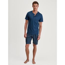 Calida Shorty &raquo;Relax Imprint 1&laquo; 2 tlg. mit Rundhalsausschnitt, Knopfleiste, kurze &Auml;rmel, Single Jersey insignia blue L (52/54) L (52/54) Herren...