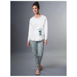 TRIGEMA Schlafanzug &raquo;Schlafanzug mit s&uuml;&szlig;em Katzen-Print&laquo; 1 tlg. weiss L L DELUXE-Single-Jersey