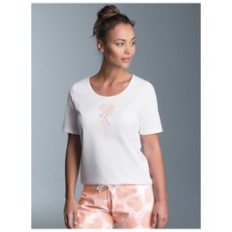 TRIGEMA Schlafanzug &raquo;T-Shirt mit s&uuml;&szlig;em Herzchen-Printmotiv&laquo; 1 tlg. weiss S S Single-Jersey