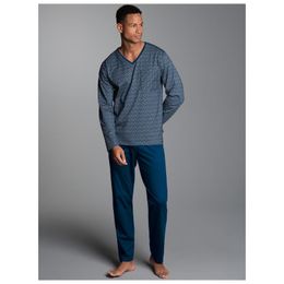 TRIGEMA Schlafanzug &raquo;Pyjama mit Allover Blatt-Print&laquo; 1 tlg. night-blue L L DELUXE-Single-Jersey
