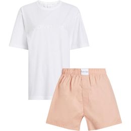Calvin Klein Underwear Pyjama »S/S SHORT SET« Set, 2 tlg. mit Logostickerei auf der Brust WHITE TOP_SUBTLE BLOOM BOTTOM M (38) M (38) Pyjama von...