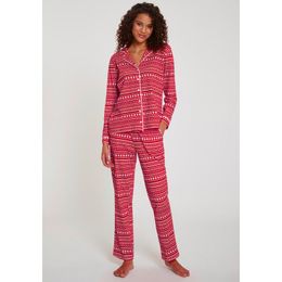Lascana Pyjama Set, 2 tlg. mit Alloverprint rot gemustert 36/38 36/38 Xmas Pyjama mit Allover-Print