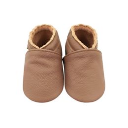 Yalion Baby-Wanderschuhe aus Leder, bequeme, rutschfeste Sohlen - hellbraun | Gr.: 17/18