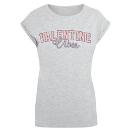 F4NT4STIC Extended Shoulder T-Shirt Valentinstag Valentine Vibes in grau meliert | Gr.: XXL
