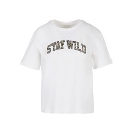 Miss Tee T-Shirt 'Stay Wild' Damen Gr&ouml;&szlig;e L dunkelbraun / wei&szlig;