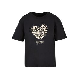 Merchcode Shirt 'Leopard Heart' Damen Gr&ouml;&szlig;e S creme / schwarz