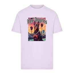 Mister Tee Shirt 'Los Angeles Dog' Herren Gr&ouml;&szlig;e M helllila / orange / schwarz / wei&szlig;