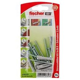 Fischer 10x Universald&uuml;bel UX 5x30 R S mit Rand und Schraube - 97856