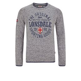 Lonsdale Sweater 'Borden' male size XL marine blue / mottled grey / Red / White