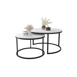 Selsey Couchtisch 2er Set Bello &brvbar; wei&szlig; &brvbar; Ma&szlig;e (cm): H: 46 &Oslash;: 80 &raquo; H&ouml;ffner