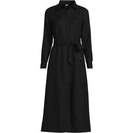 LANDS' END Leinen-Midikleid, Damen,  Schwarz, by Lands' End