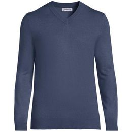LANDS' END CashTouch Feinstrick-Pullover, Herren,  Blau, Polyester, by Lands' End