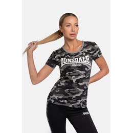 Lonsdale T-Shirt 'Settiscarth' Damen Gr&ouml;&szlig;e L grau / gr&uuml;n / schwarz / wei&szlig;